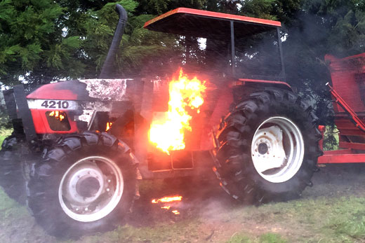 SunLive - Tractor goes up in blaze - The Bay's News First